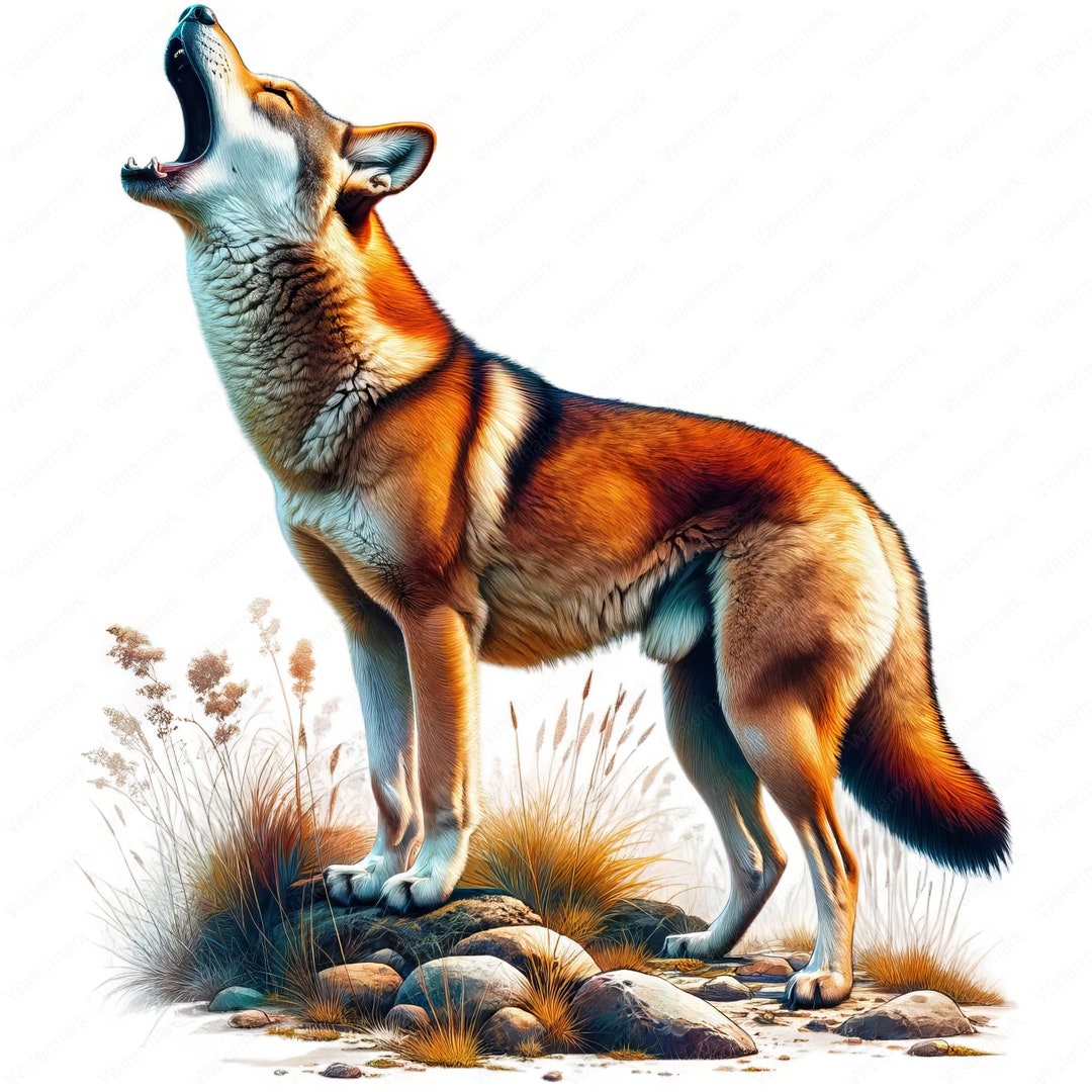 Howling Dingo Clipart | Majestic Howling Dingo Clipart Bundle | 10 High ...