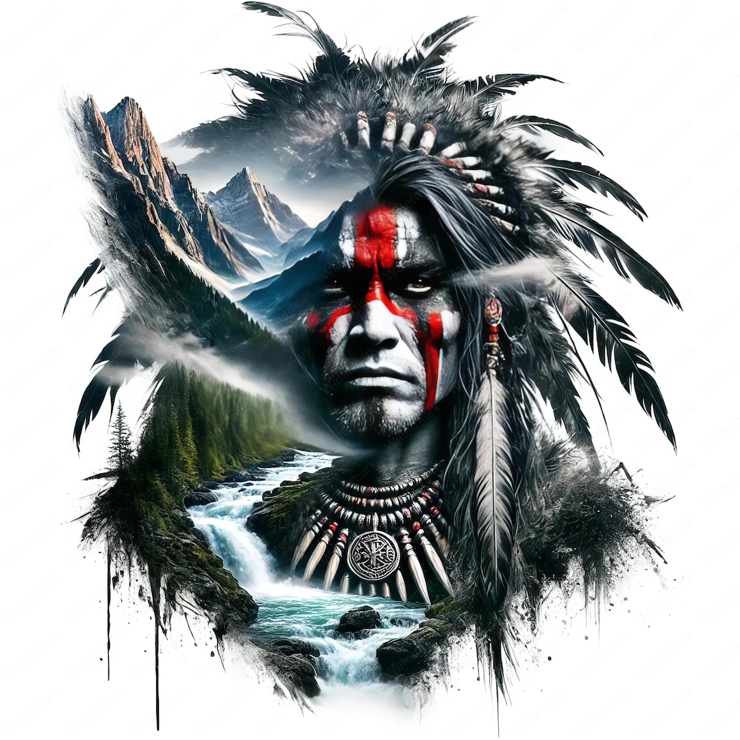 Tribal Warrior Clipart | Double Exposure PNG Bundle | 10 High Quality ...