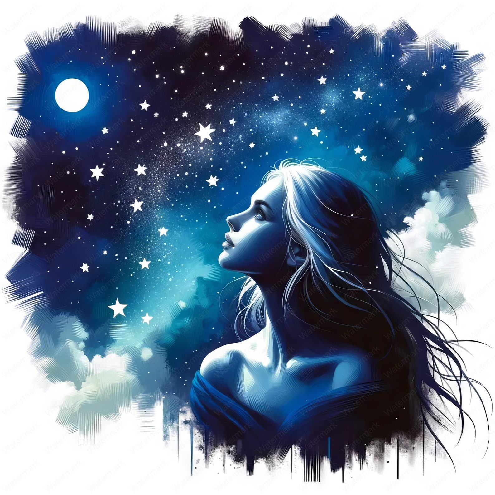 Dreamy Night Sky Clipart Bundle: Celestial Art Designs (digital ...