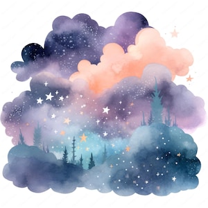 Starry Night Clipart Bundle: Dreamy Celestial Art (digital Download) - Etsy