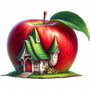 Enchanting Apple House Clipart Bundle: Fantasy Art Printables ...