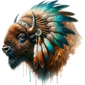 Tribal Bison Clipart | Majestic Tribal Bison Clipart Bundle | 10 High ...