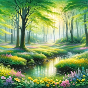 Spring Forest Clipart | Spring Forest Digital Paper | Vibrant Designs ...