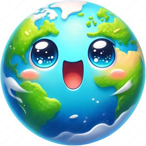 Whimsical Earth Clipart | Cute Smiling Earth Clipart Bundle | 10 High ...