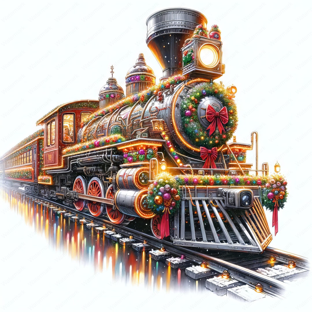 Xmas Train Clipart Festive Xmas Train Clipart Bundle 10 High-quality ...