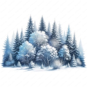 Winter Forest Clipart | Mystical Winter Forest Clipart Bundle | 10 High ...