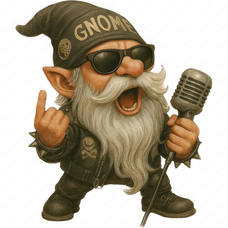 Rock Gnome Singer Clipart: Sublimation Designs (PNG, JPG, Digital ...