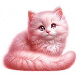 Cute Pink Kitten Clipart | Adorable Pink Kitten Clipart Bundle | 10 ...