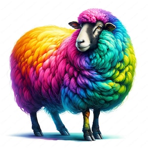 Colorful Sheep Clipart Clipart Bundle 10 Vibrant Images Animal Art ...