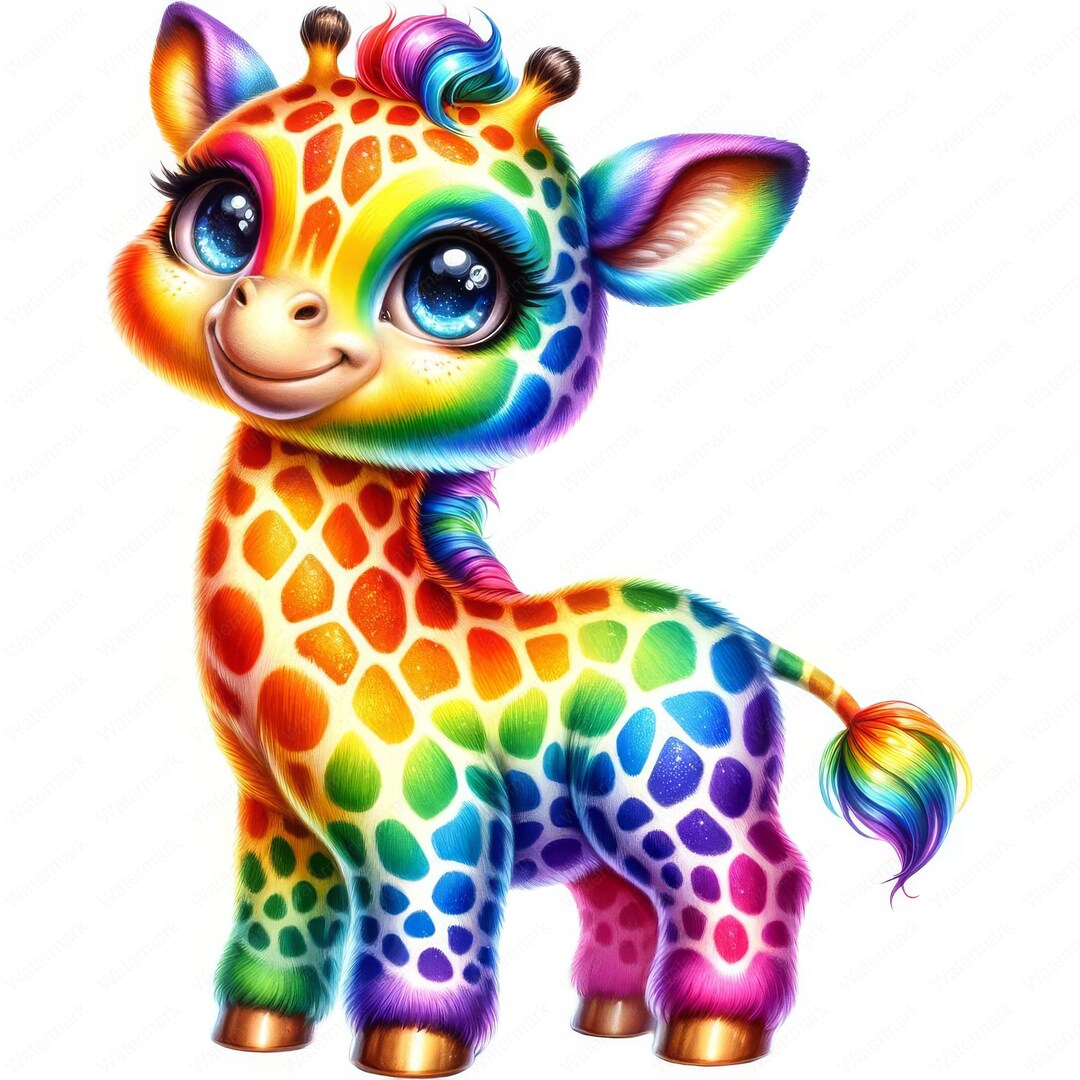 Rainbow Giraffe Clipart | Cute Rainbow Giraffe Clipart Bundle | 10 High ...