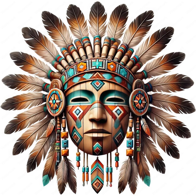 Tribal Mask Clipart: Vibrant Indigenous Art Designs (digital Download ...
