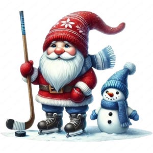 Hockey Gnome Clipart Winter Gnome Ice Skating Clipart Bundle 10 High ...