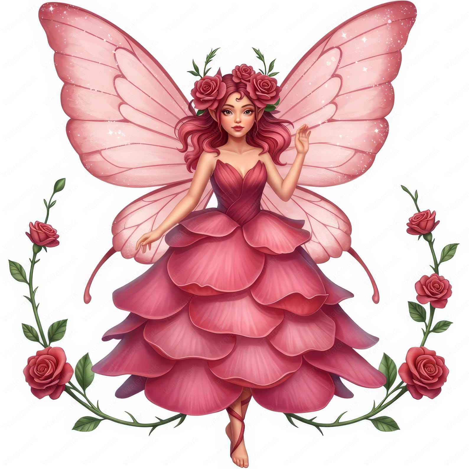 Clipart de Hada Rosa: Paquete PNG floral encantador (Descarga digital ...