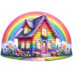 Rainbow House Clipart: Fantasy Art Designs (digital Download) - Etsy