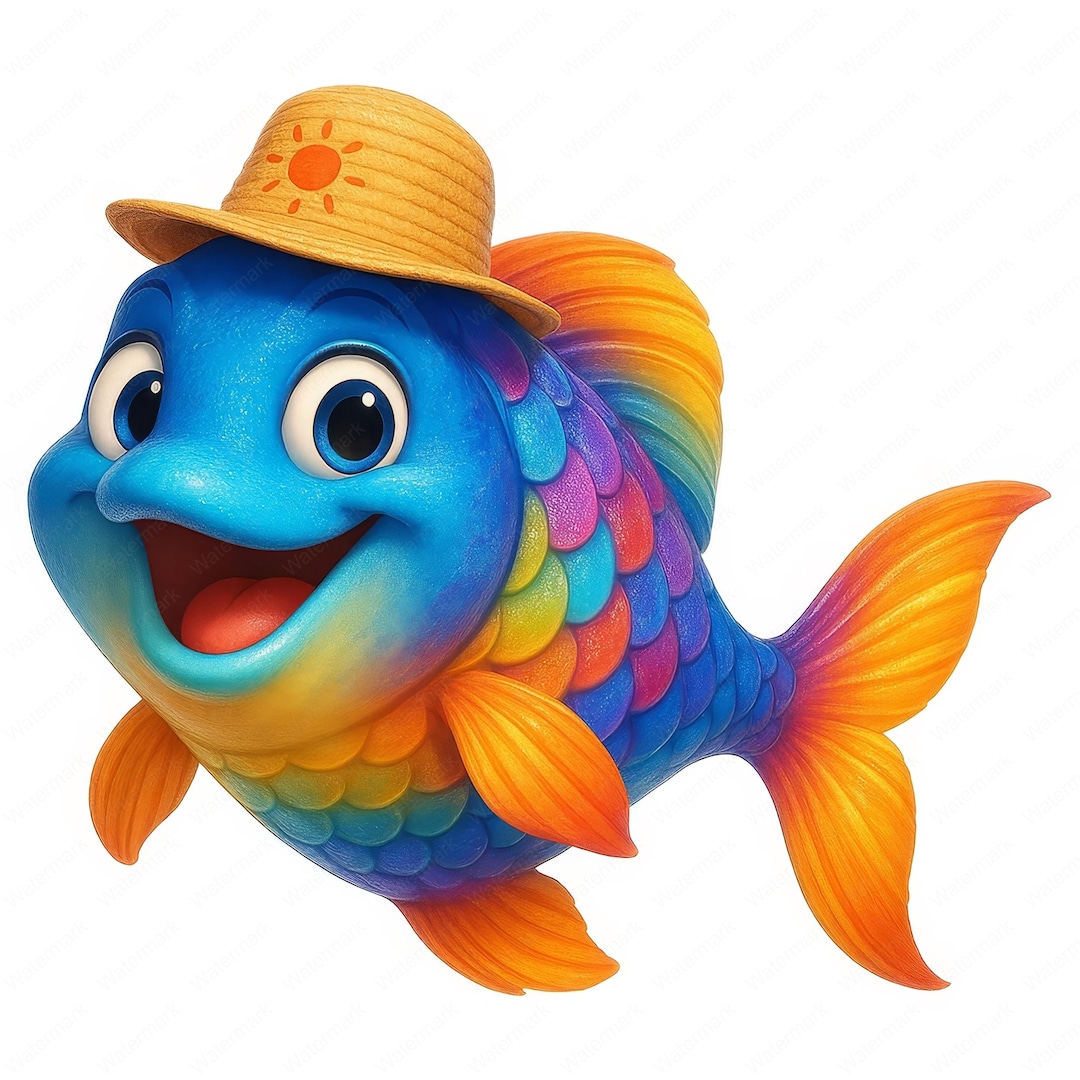 Funny Fish Clipart: Cartoon Ocean PNG Designs (commercial Use) - Etsy