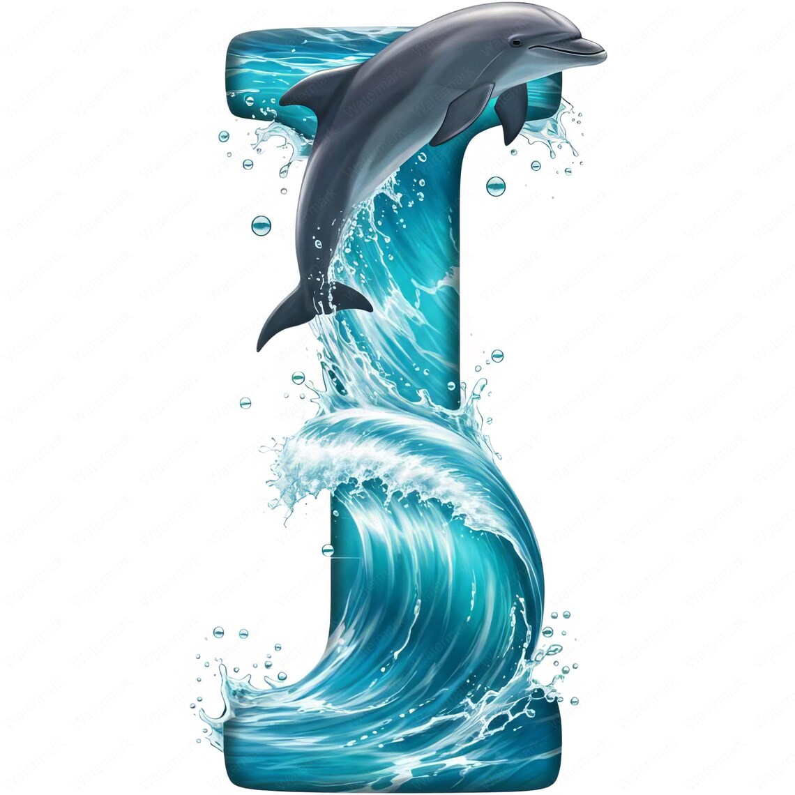 Dolphin Wave Letter Art | Ocean PNG (digital Download) - Etsy