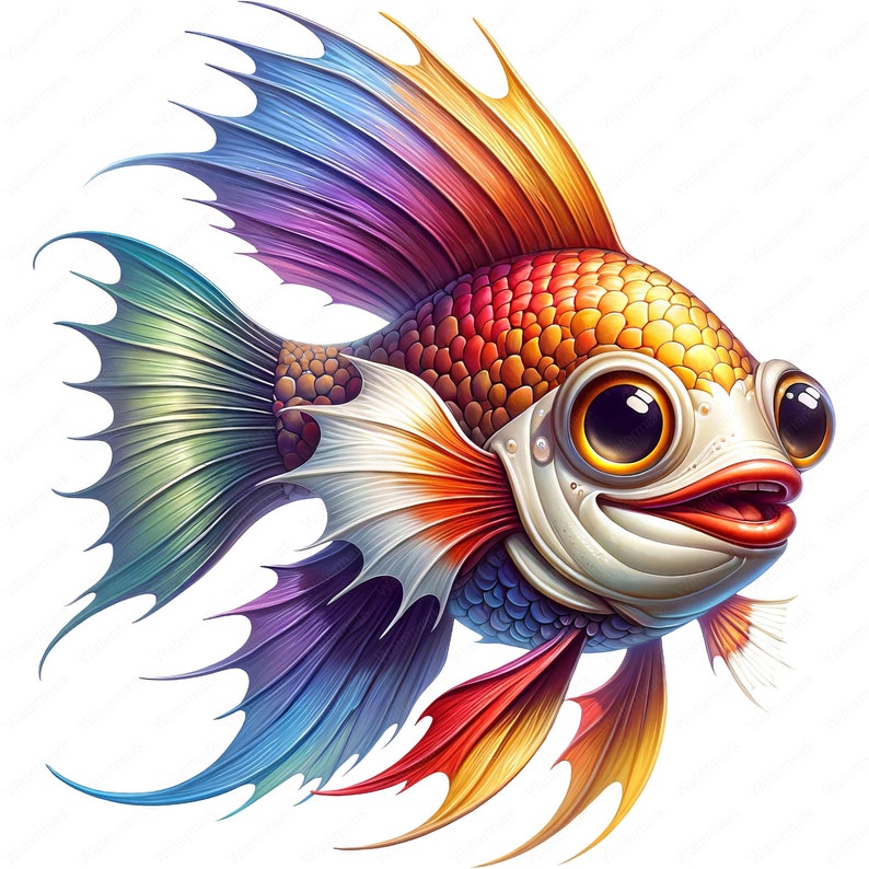 Funny Fish Clipart Bundle: Aquatic Art Printables (digital Download) - Etsy