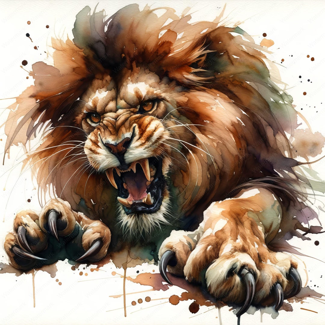 Enraged Lion Clipart 10 High-Quality Images Wildlife Art Furious Lion ...