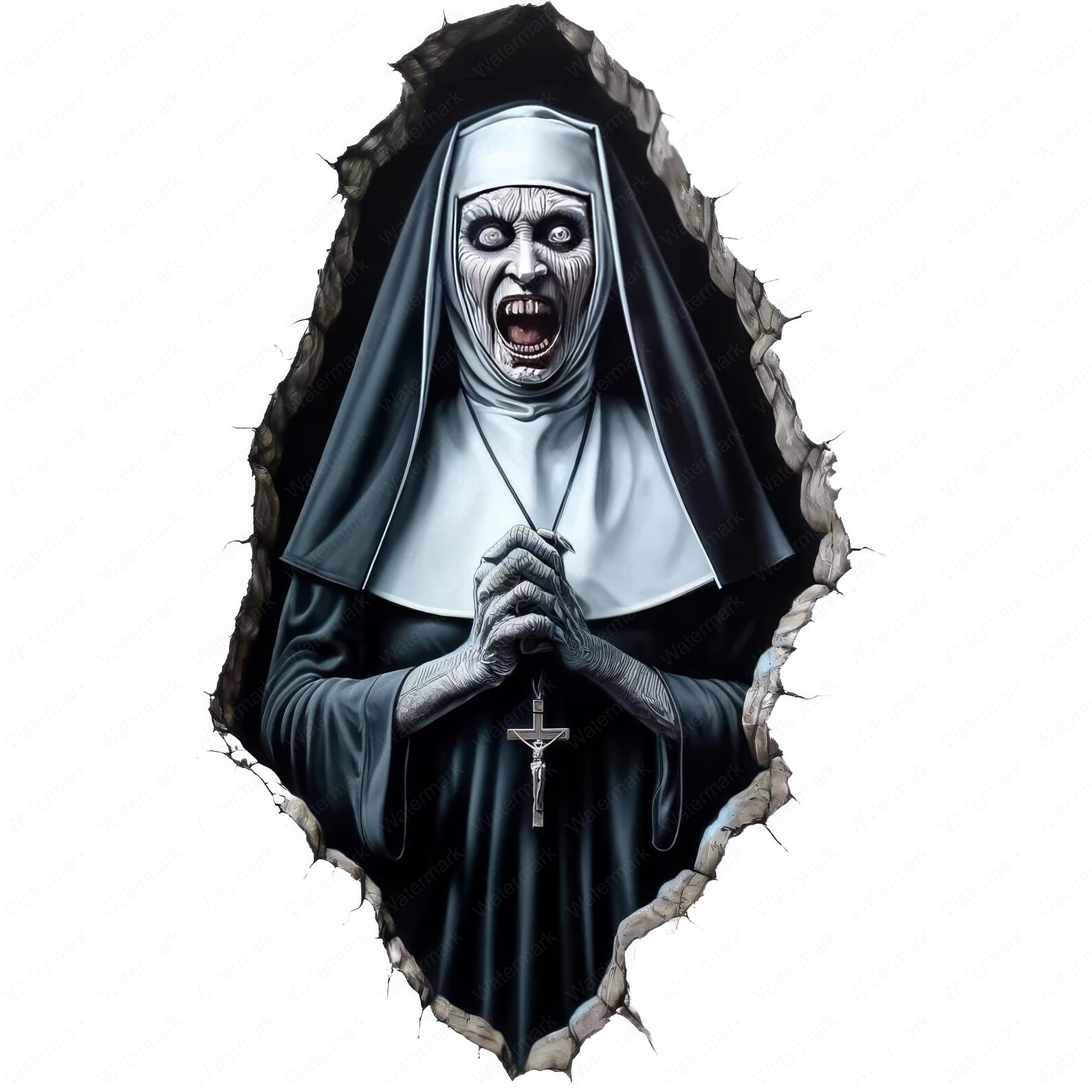Terrifying Ghostly Nun Clipart: Gothic Horror Art (digital Download) - Etsy