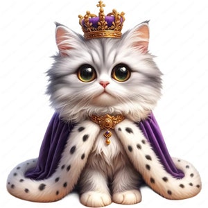 Cute Cat Queen Clipart | Funny Cat Queen Clipart Bundle | 10 High ...