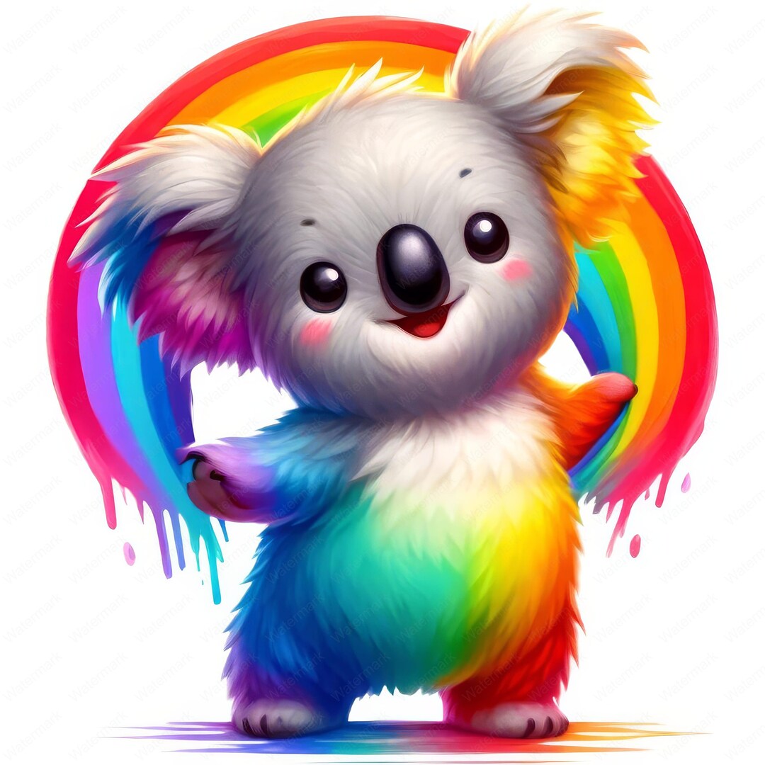 Rainbow Koala Clipart | Cute Rainbow Koala Clipart Bundle | 10 High ...