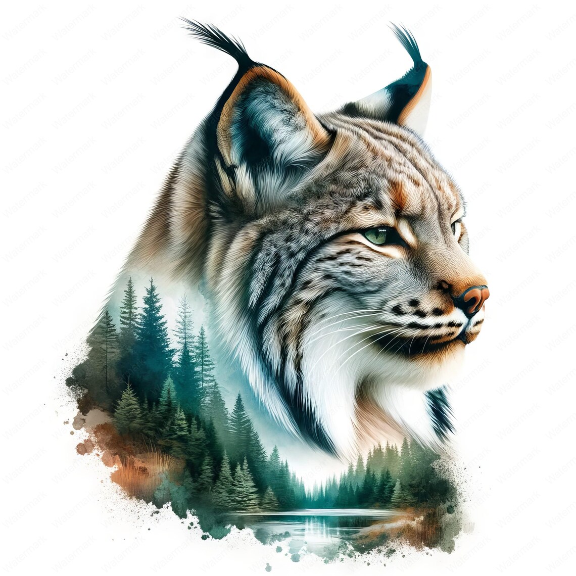 Majestic Lynx Clipart Bundle: Forest Animal Art (digital Download ...