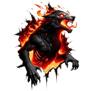 Terrifying Hellhound Clipart Bundle: Dark Fantasy Art (digital Download ...
