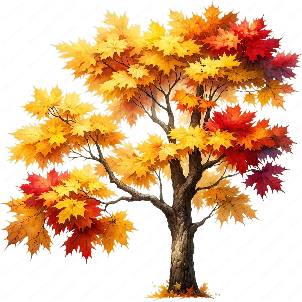 Autumn Maple Tree Clipart Bundle: Vibrant Fall Art (digital Download ...