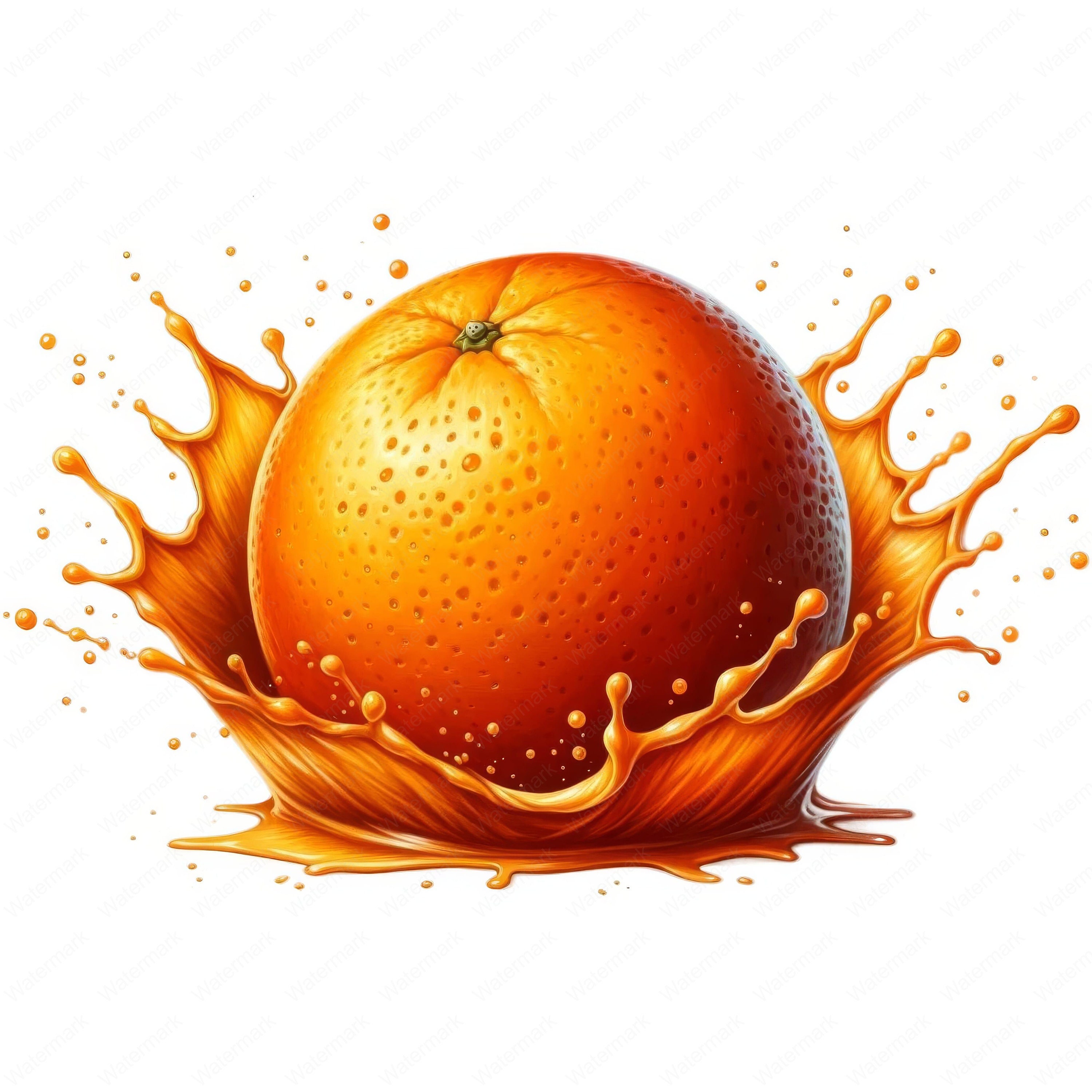 Juicy Orange Clipart Bundle: Splash Effect Fruit Art (digital Download ...