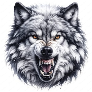 Angry Wolf Clipart Bundle: Ferocious Wildlife Art (digital Download) - Etsy