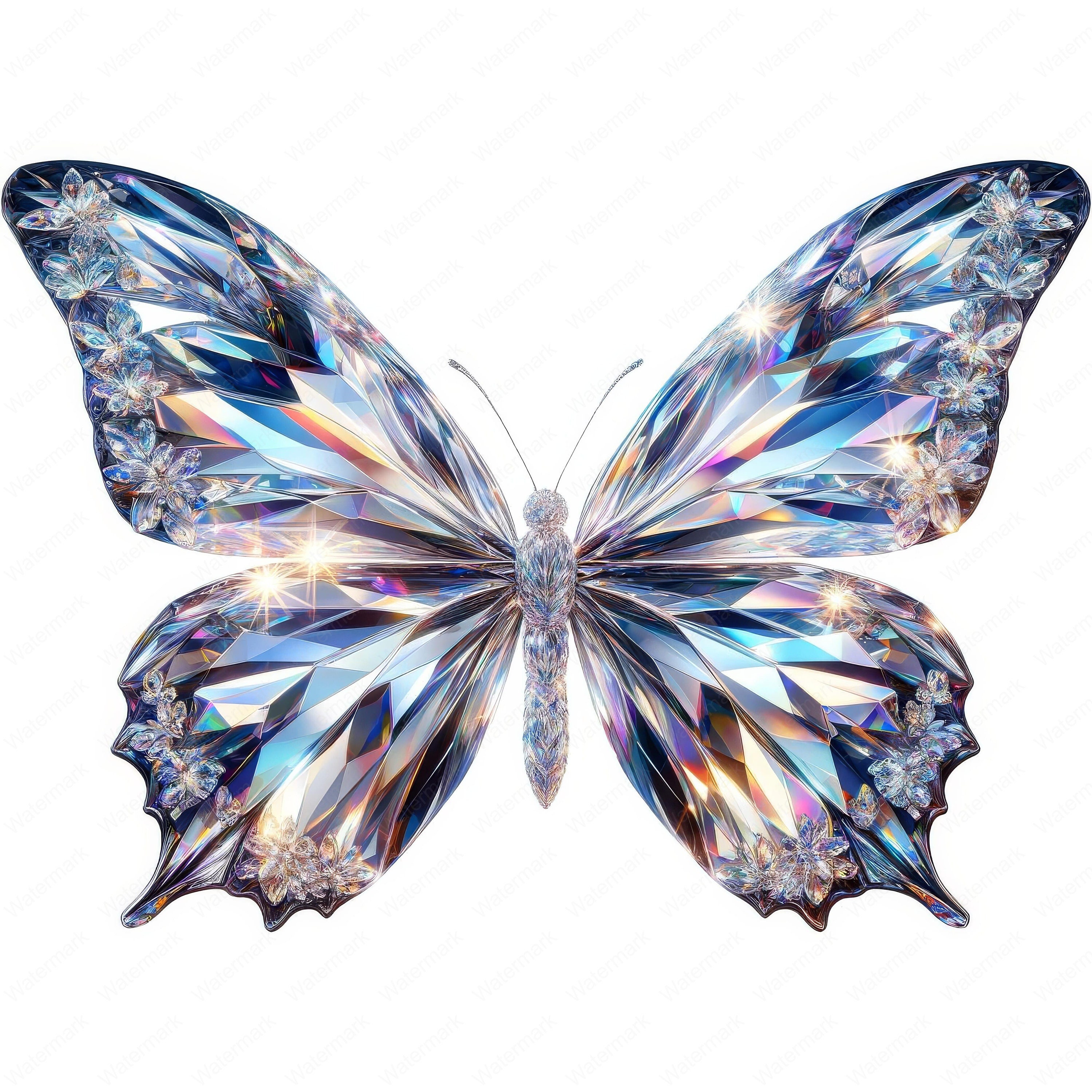 Crystal Butterfly Clipart Bundle: Sparkling Gemstone Designs (digital ...