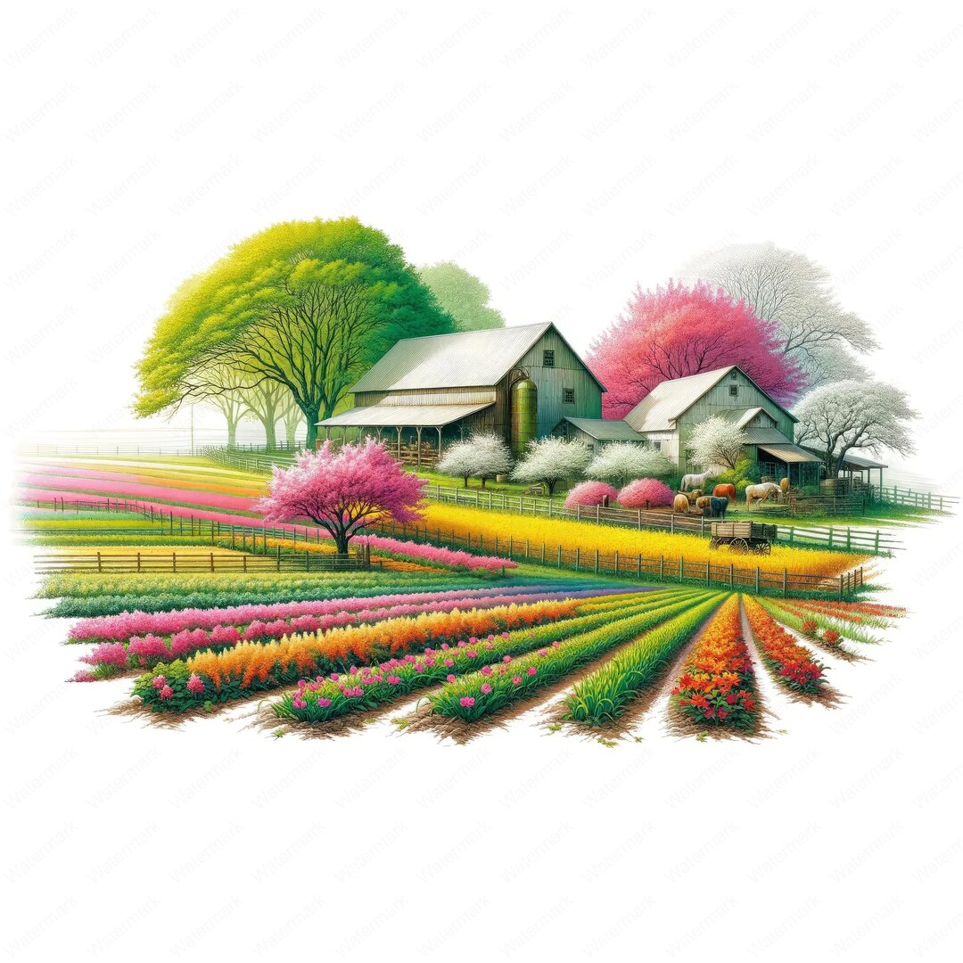 Spring Farm Clipart | Lively Spring Farm Clipart Bundle | 10 High ...