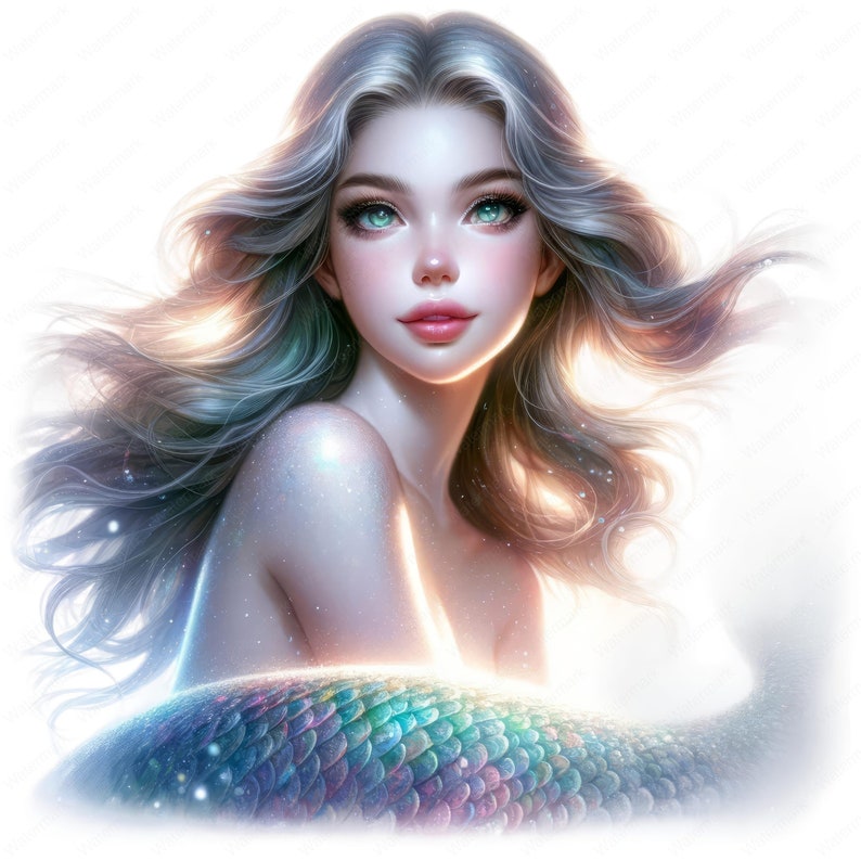 Magical Mermaid Clipart Bundle | Watercolor Ocean Art (digital Download ...