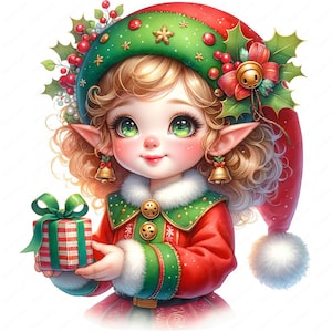 Christmas Girl Elf Clipart: Holiday Art Bundle (digital Download) - Etsy