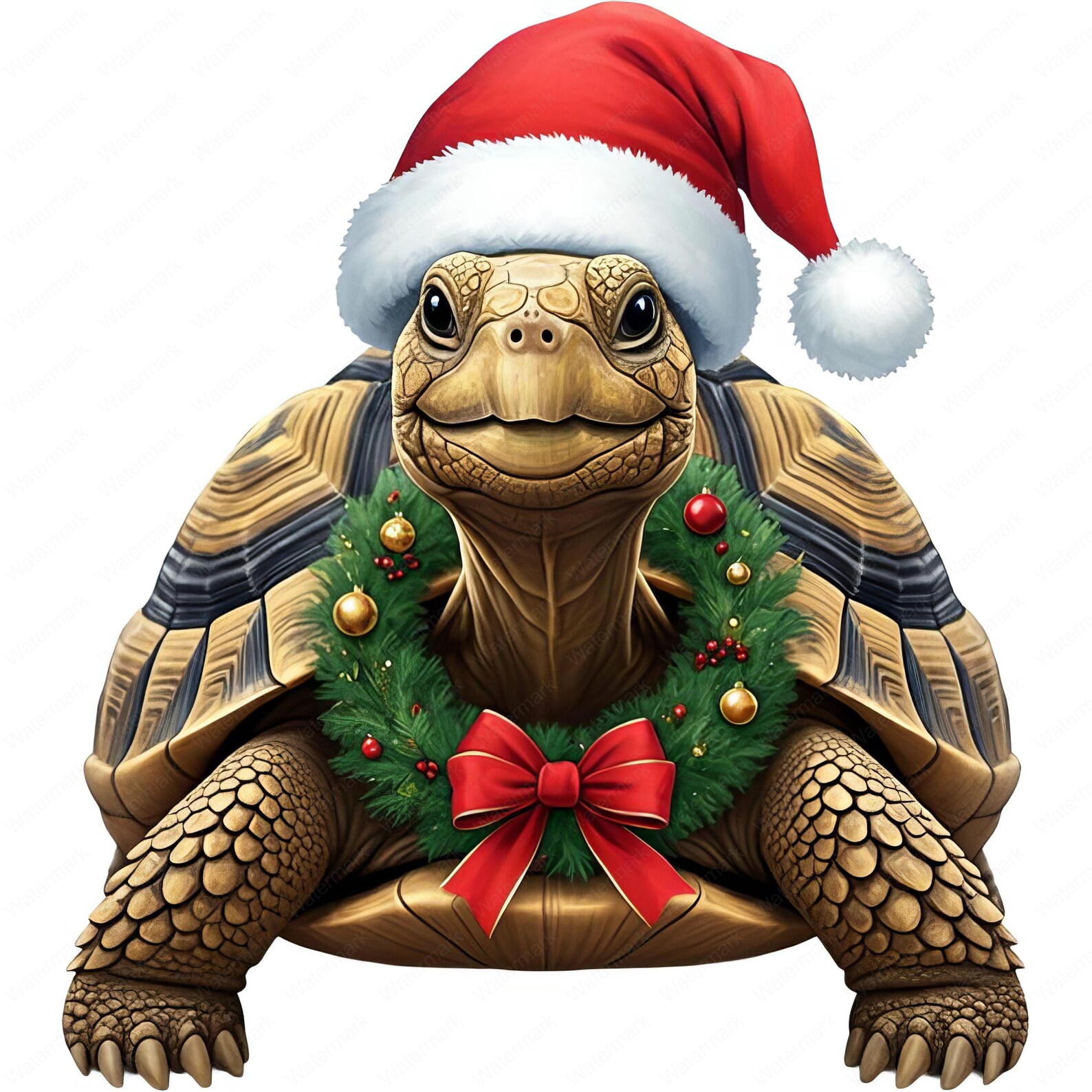 Whimsical Christmas Turtle Clipart: Holiday Animal Art (digital ...
