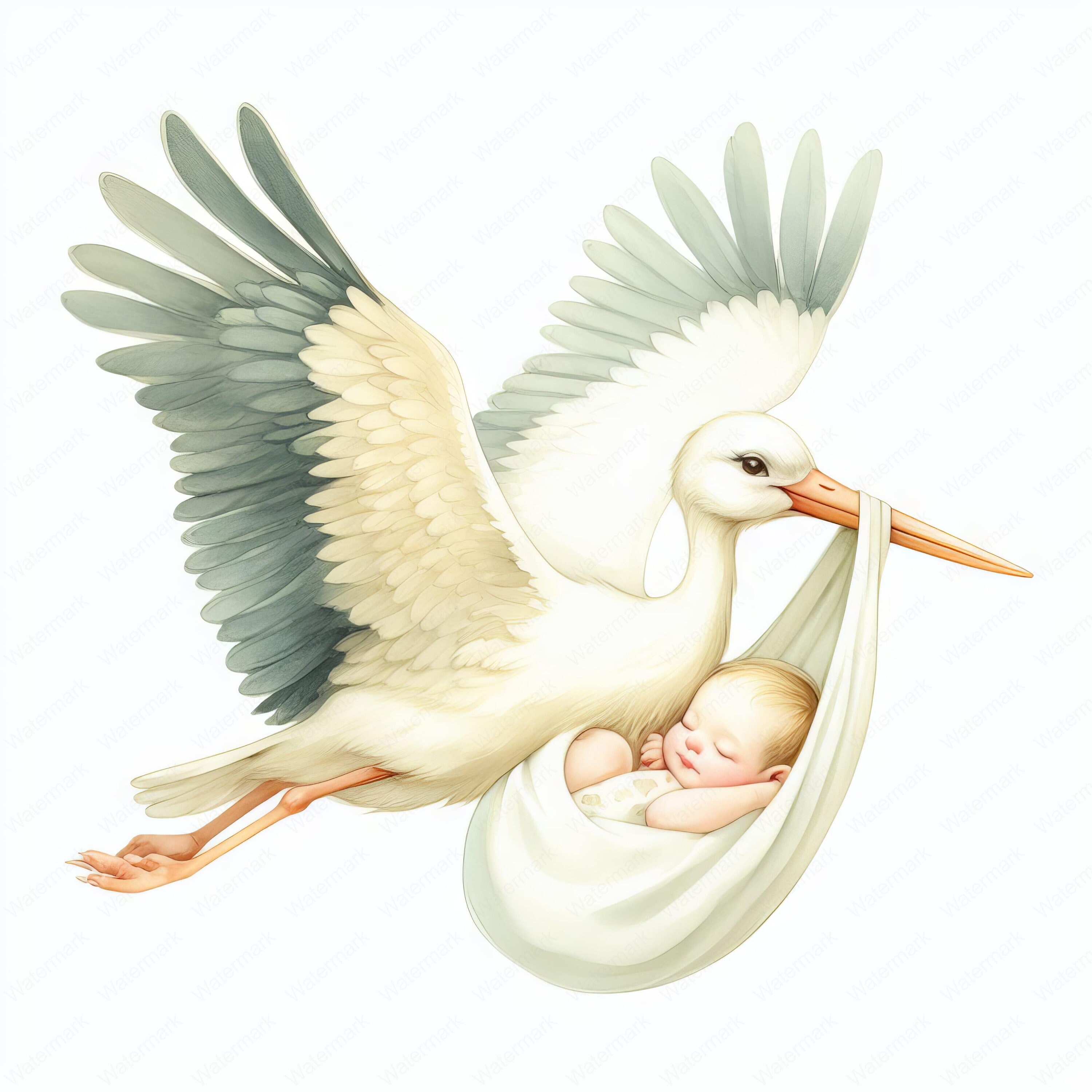 Stork Delivering Baby