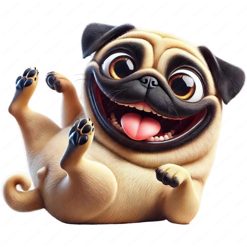 Imágenes prediseñadas de un adorable pug / Arte canino de alta calidad ...