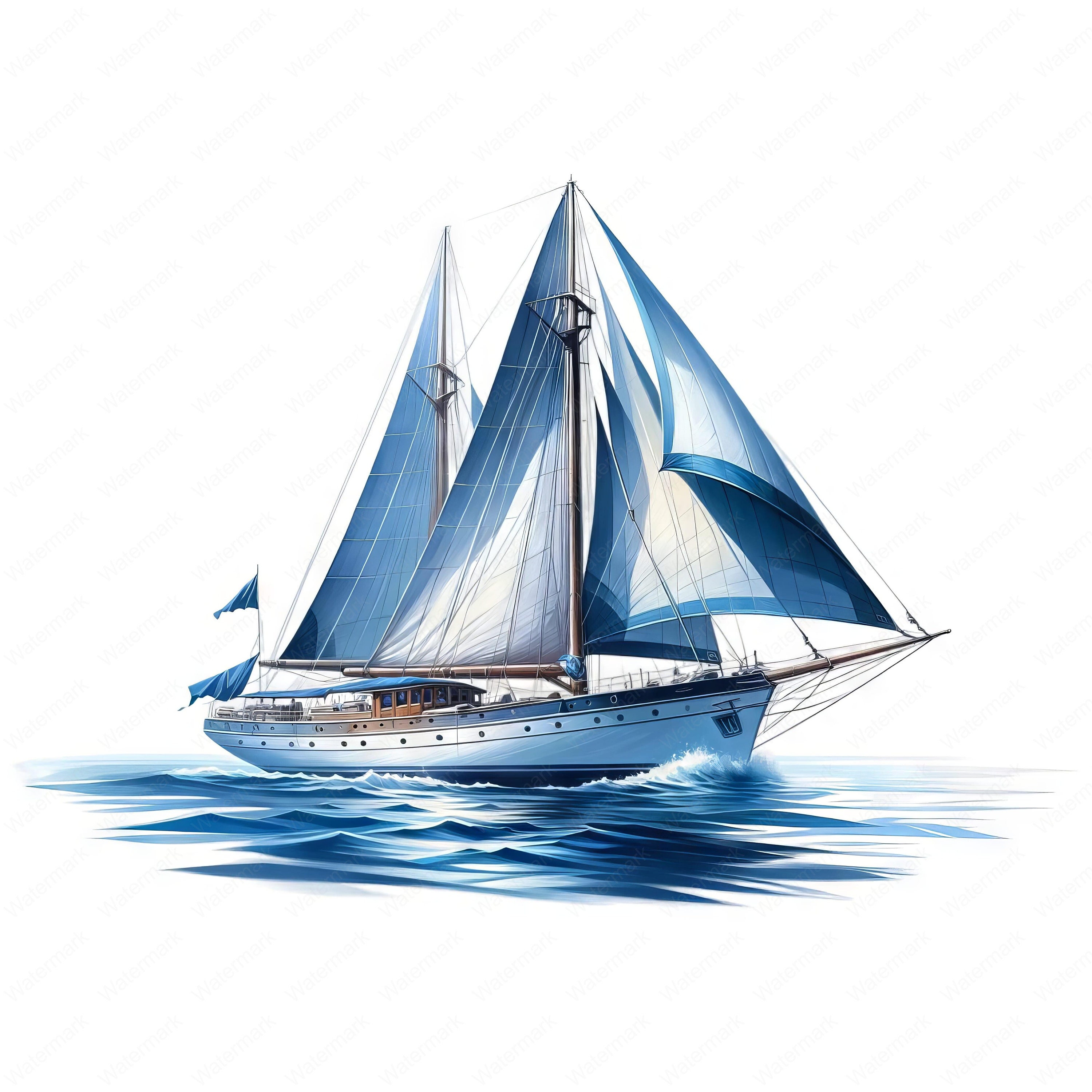 Sailboat Clipart Bundle: Nautical Ocean Art (digital Download) - Etsy