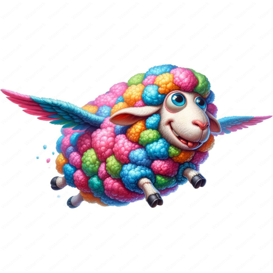 Flying Sheep Clipart Whimsical Flying Sheep Clipart Bundle 10 High-quality Images Fantasy Art ...