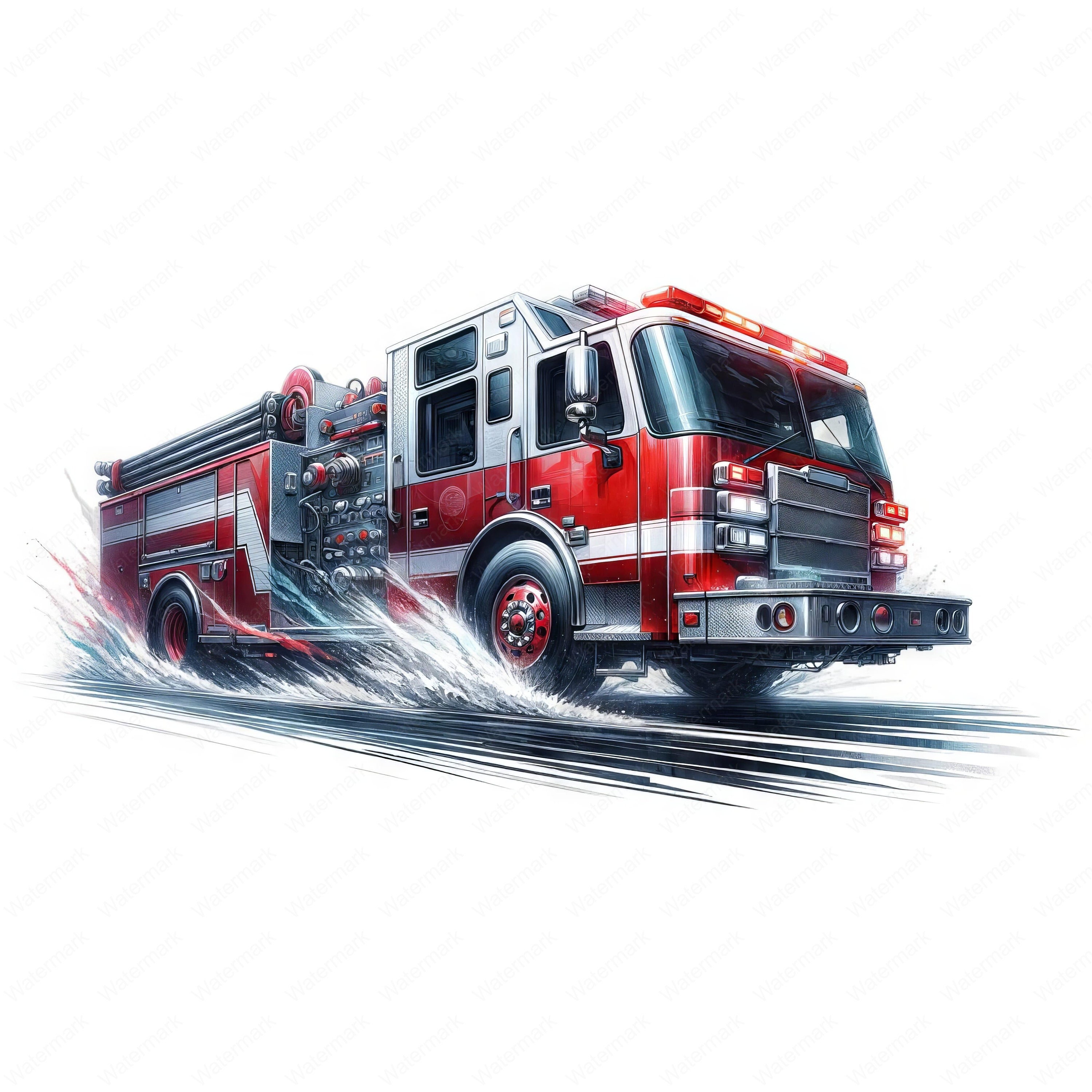 Fire Engine Clipart Bundle: Bold Emergency Vehicle Designs (digital ...
