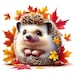 Autumn Hedgehog Clipart | Cute Fall Hedgehog Clipart Bundle | 10 High ...
