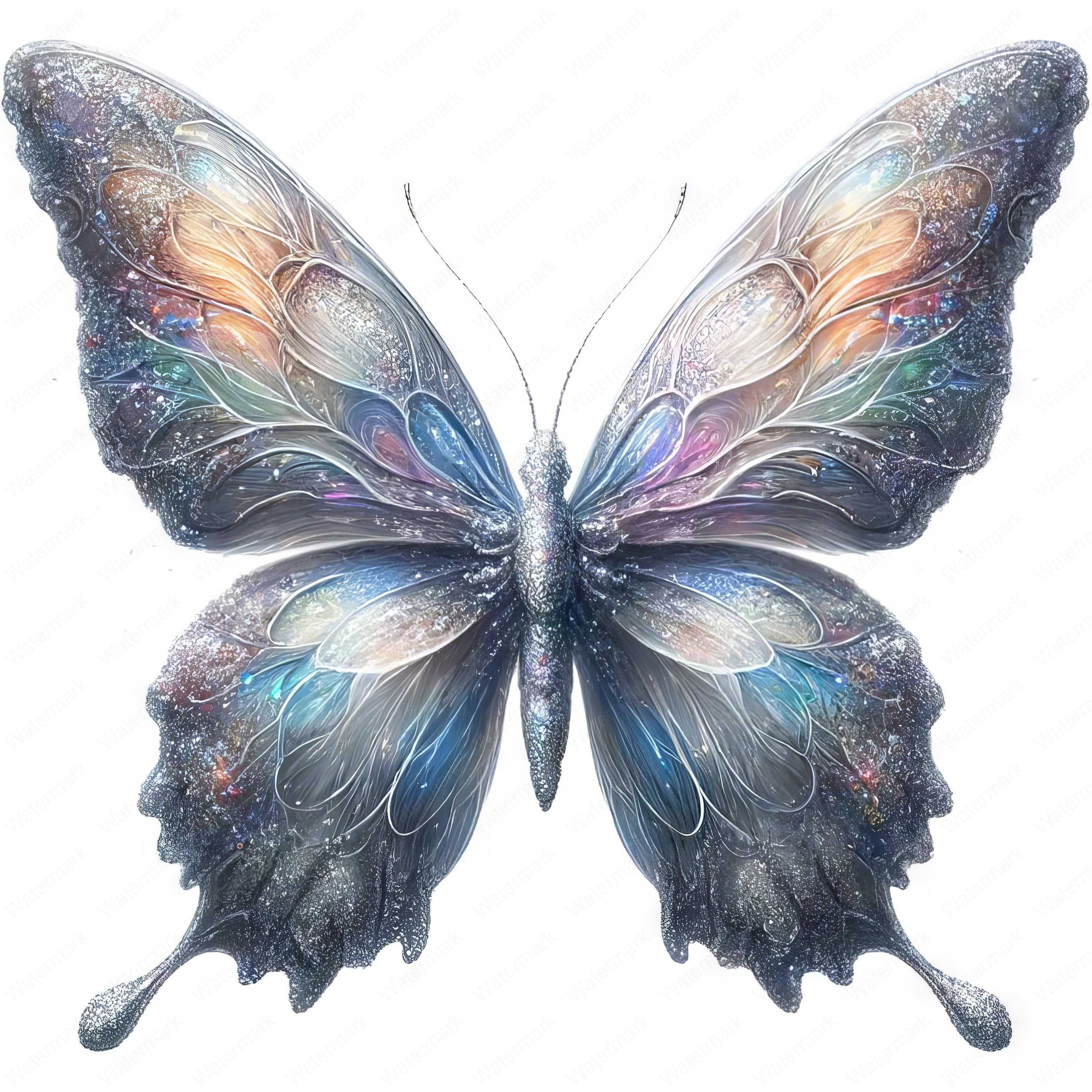 Silver Butterfly Clipart Bundle: Metallic Art Designs (digital Download ...