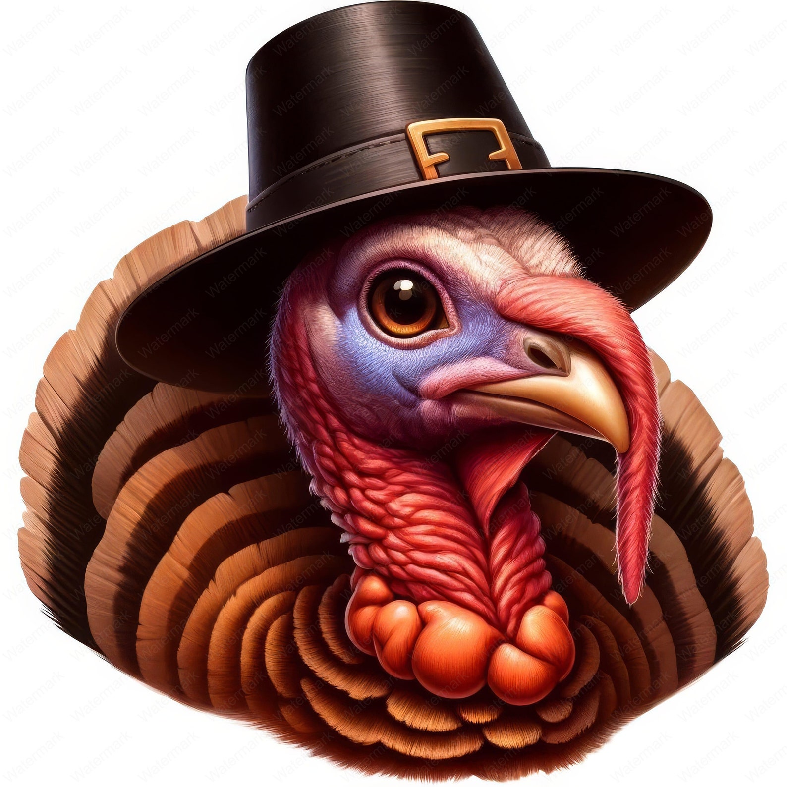 Pilgrim Turkey Clipart: Thanksgiving Art, Commercial Use (digital ...