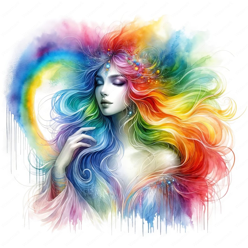 Colorful Goddess Art: Vibrant Mythology Clipart Bundle (digital ...