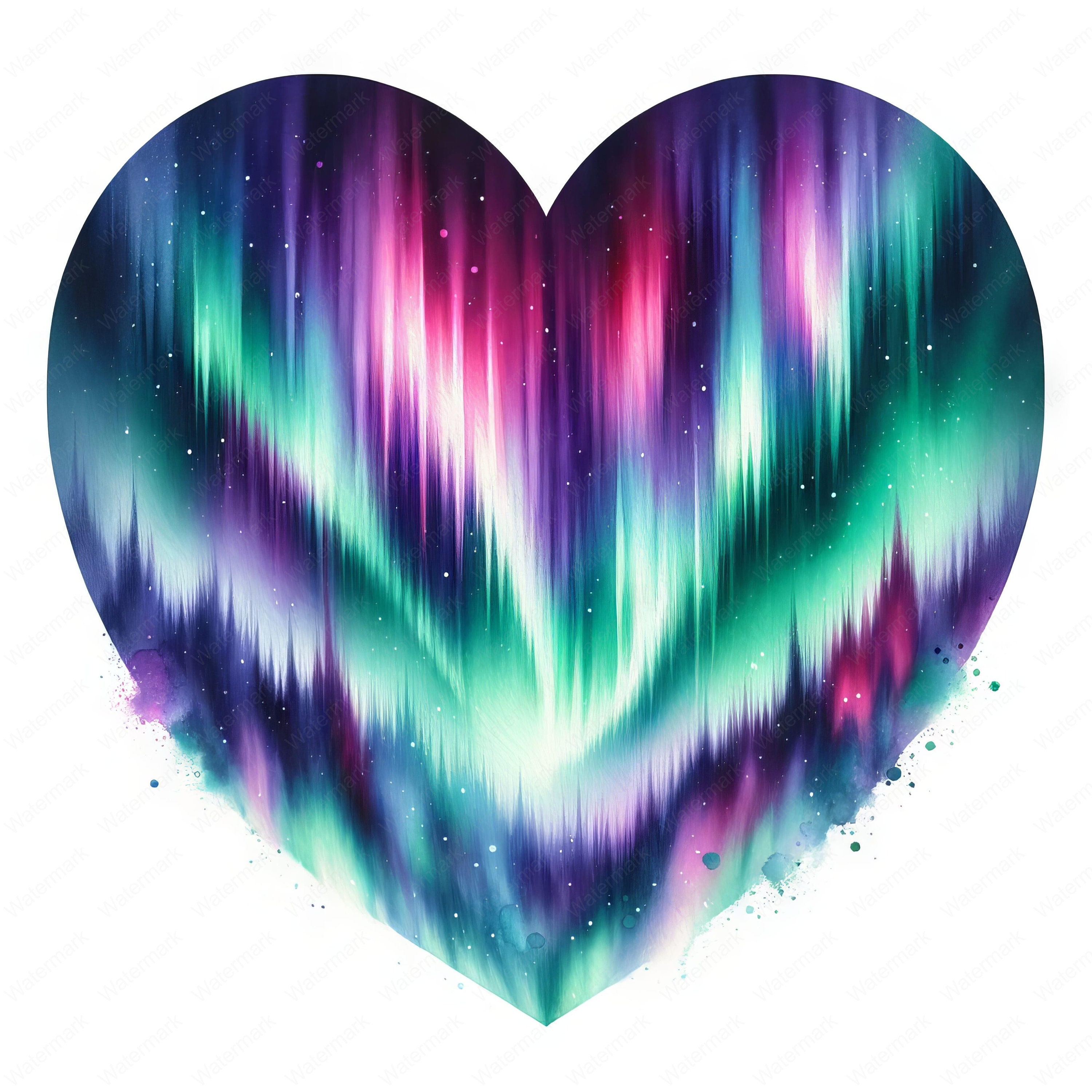 Aurora Heart Clipart: Northern Lights Design (digital Download) - Etsy