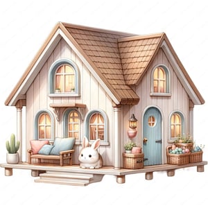 Bunny House Clipart | Cozy Bunny House Clipart Bundle | 10 High-quality ...