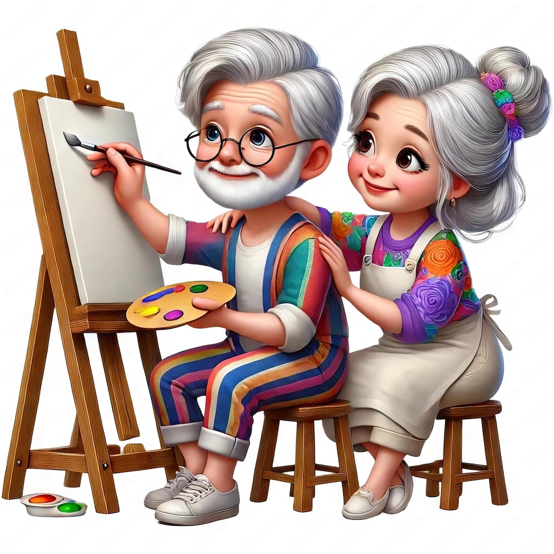 Elderly Couple Clipart | Cute Elderly Couple Clipart Bundle | 10 High ...