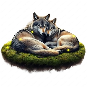 Romantic Wolf Clipart: Heart-shaped Nature PNG Bundle (digital Download ...