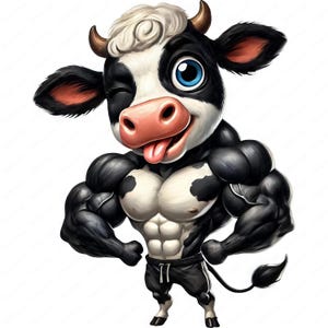 Bodybuilding Cow Clipart | Muscular Cow Clipart Bundle | 10 High ...