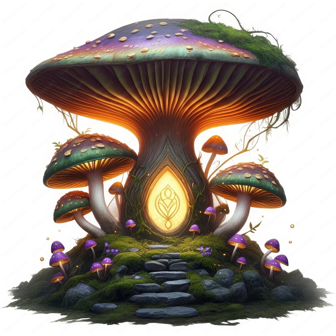 Fantasy Mushroom Clipart: Magical Forest PNG Bundle (digital Download ...